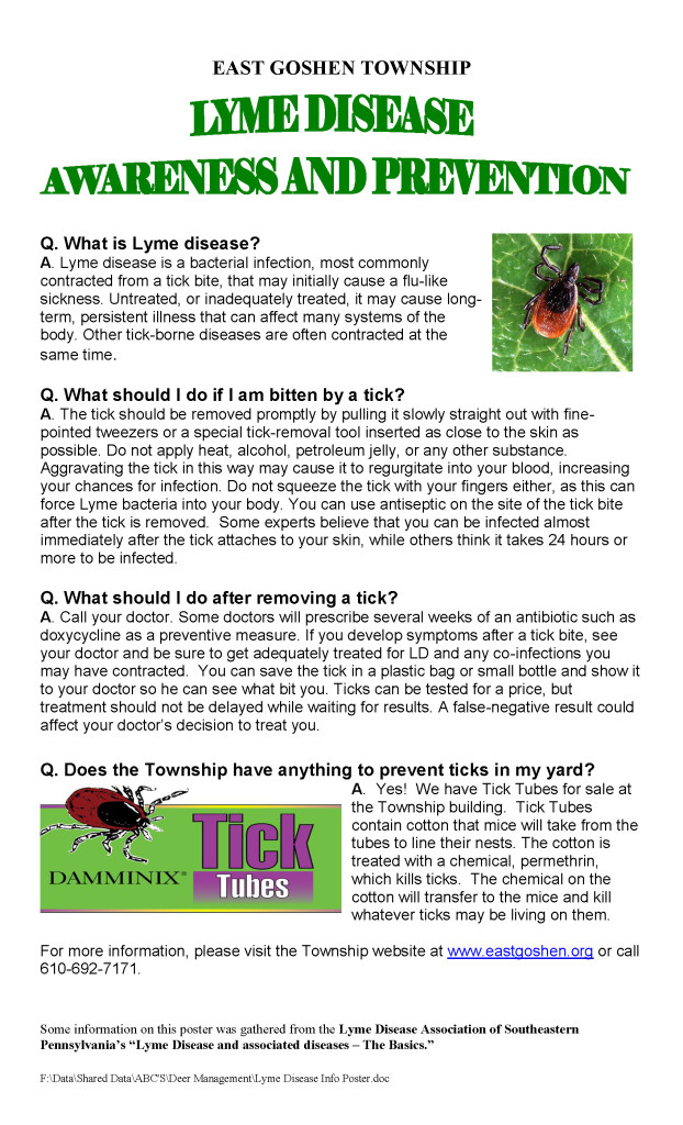 Lyme Disease Info Poster : East Goshen Township